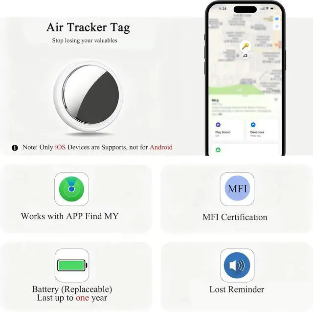 Air Tracker Tags - 2 Pack, Bluetooth Tracker for iPhone ipad Find My ...