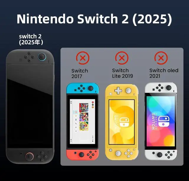 Protective Case for Nintendo Switch 2 (2025), TPU Middle Frame & PC ...