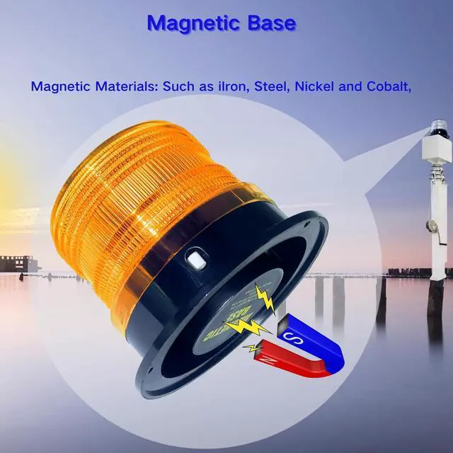 Solar Warning Beacon Light, Yellow Magnetic LED Signal Light with 3 ...