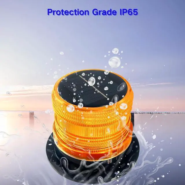 Solar Warning Beacon Light, Yellow Magnetic LED Signal Light with 3 ...
