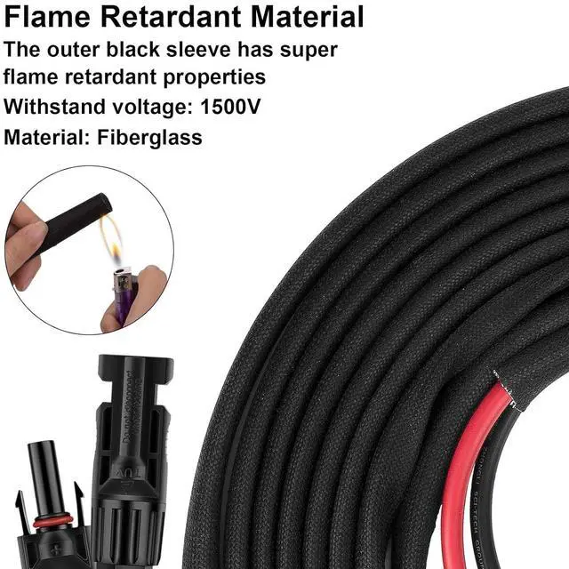 30FT 10AWG Solar Panel Extension Cable with Female and Male Connectors ...