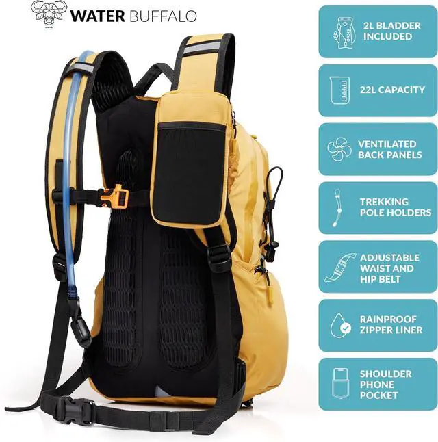 Hydration Backpack - Sherpa 22L Hiking Backpack with Water Bladder ...