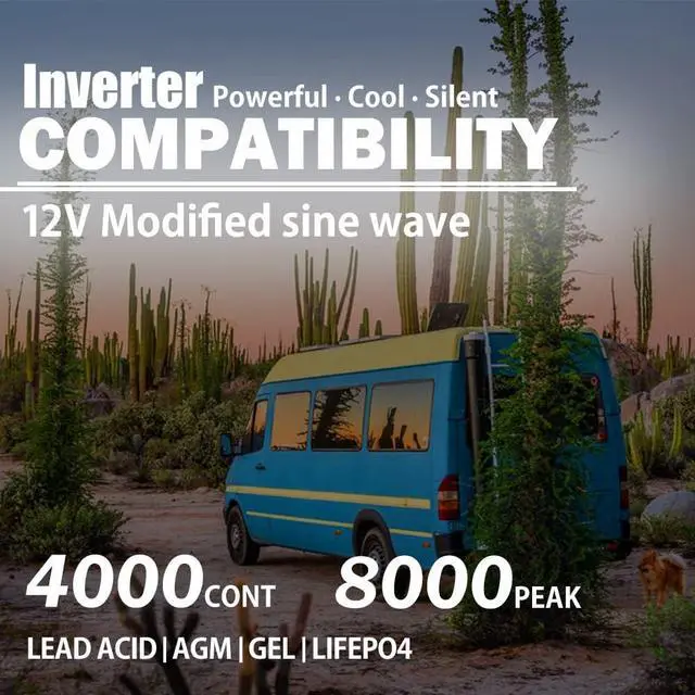 4000 Watt Modified Sine Wave Inverter, 12V Power Four 110 / 120V DC to ...