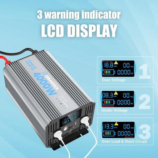 4000 Watt Modified Sine Wave Inverter, 12V Power Four 110 / 120V DC to ...