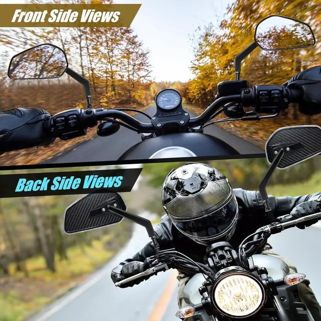 Black CNC Carbon Fiber Rearview Mirrors for Harley Touring, Road Glide ...