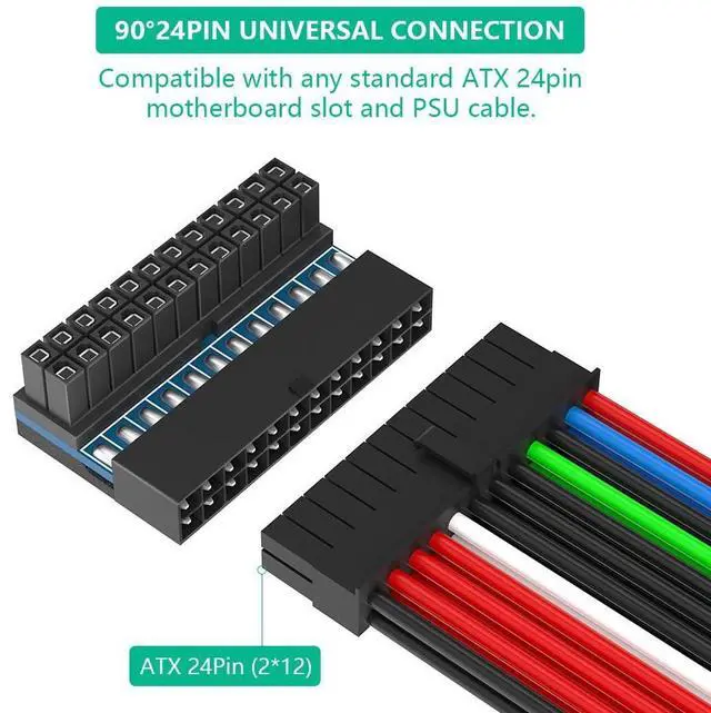 Computer motherboard ATX power 24P to 90-degee connector fortuming, and redirecting head - DlY ...