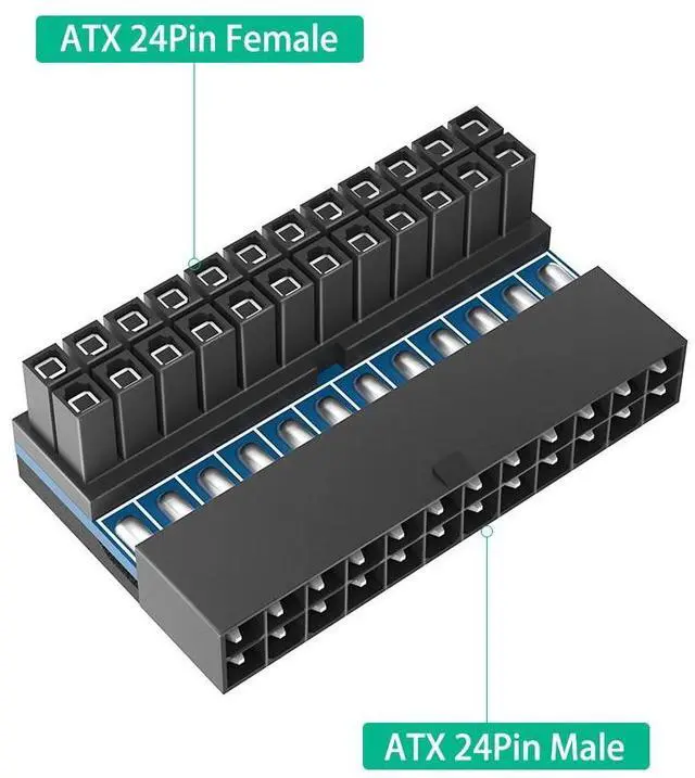 Computer motherboard ATX power 24P to 90-degee connector fortuming, and redirecting head - DlY ...