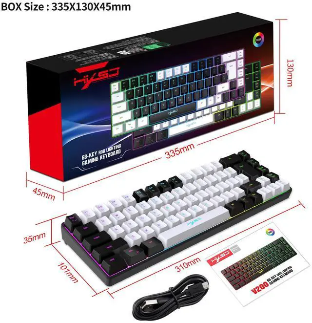 2025 New G a me Thin film Keyboard - 68 Keys with separate Key Wires ...