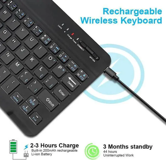 Mini Bluetooth Keyboard, Rechargeable Wireless Keyboard, Ultra-slim ...