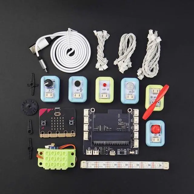The micro:bit Maker Particle Starter Kit supports STEAM Maker education and Mind+ graphical ...