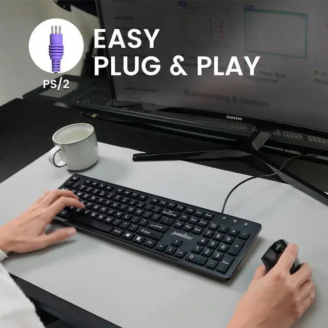 Perixx PERIBOARD-117P Wired PS2 Full Size Keyboard - Big Print Letters ...