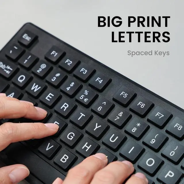Perixx PERIBOARD-117P Wired PS2 Full Size Keyboard - Big Print Letters ...