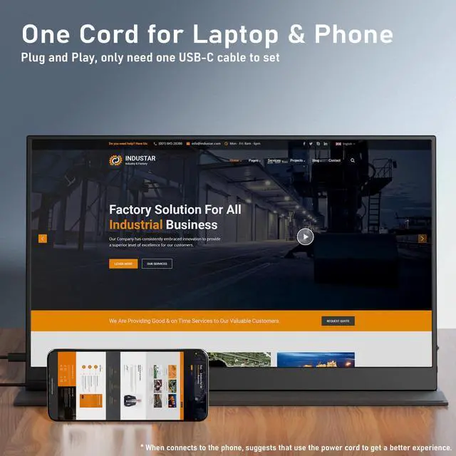 16.1" FHD 1080P Laptop Screen Extender for USB C hdmi Computer Display ...