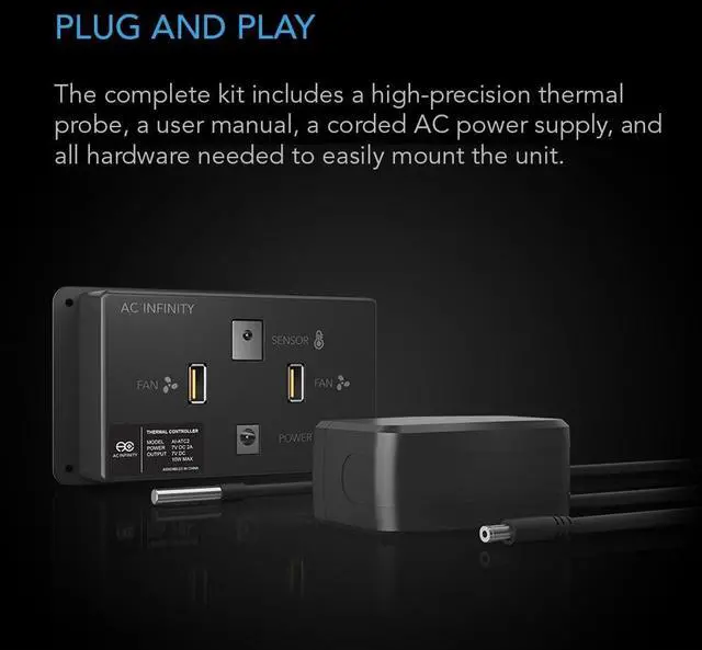 AC Infinity Controller 2, Fan Thermostat and Speed Controller, Controls ...