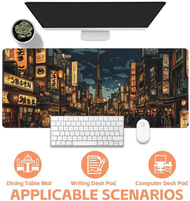 NIYLYNSYN Mouse Pad Large Bustling Street Non-Slip Game Desk Mat with ...