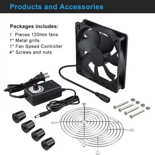 Wathai 120mm x 25mm AC Powered Computer Fan with AC Plug 110V 120V 220V ...