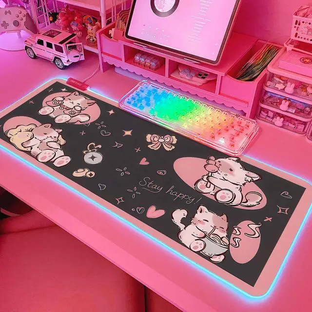 JMIYAV Pink RGB Gaming Mouse Pad 31.5x12 Inch PC XL Large Extended ...