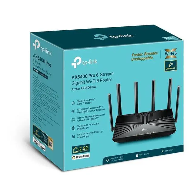 TP-Link Archer AX5400 Pro Dual-Band Wi-Fi 6 Router - Black, Gigabit ...