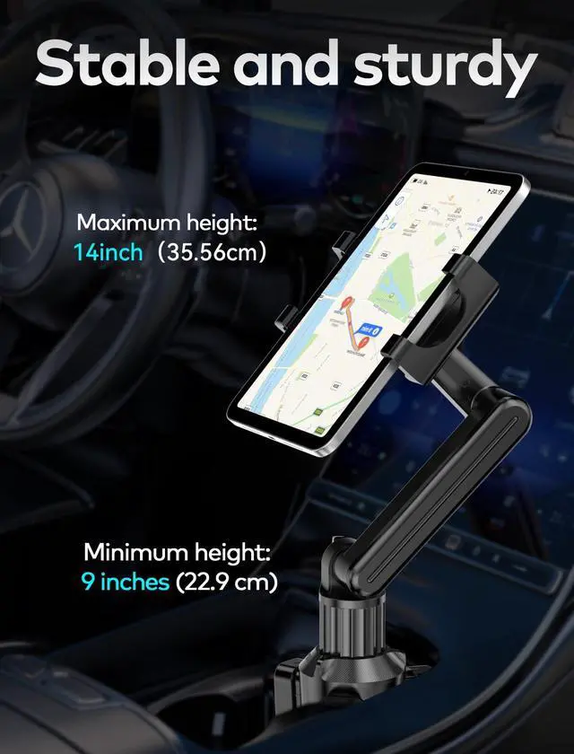 TOPGO Cup Holder Tablet Mount, Tablet Holder for Car Secure 360-Degree ...