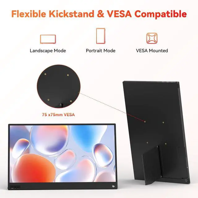 HotYeah Portable Travel Monitor, 15.6-in 1080P FHD Laptop Monitor USB-C ...