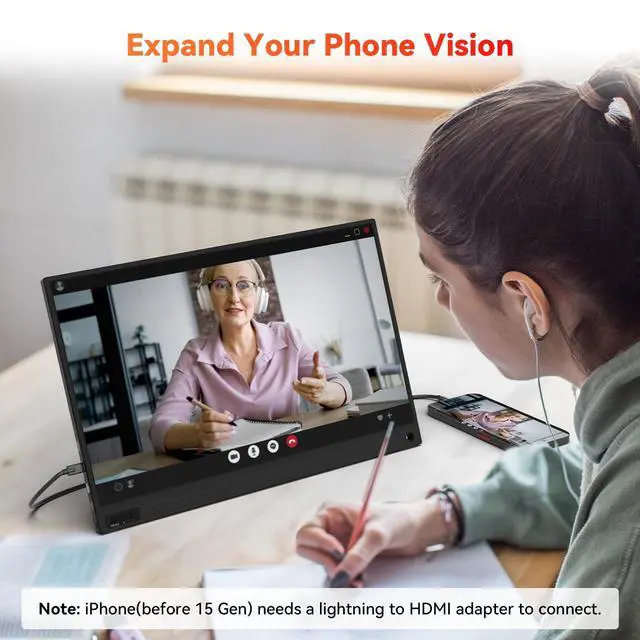 HotYeah Portable Travel Monitor, 15.6-in 1080P FHD Laptop Monitor USB-C ...