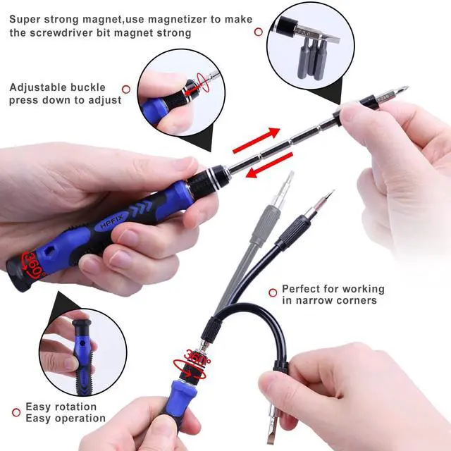 HPFIX Precision Screwdriver Sets 124-Piece Computer Tool Kit with 101 ...