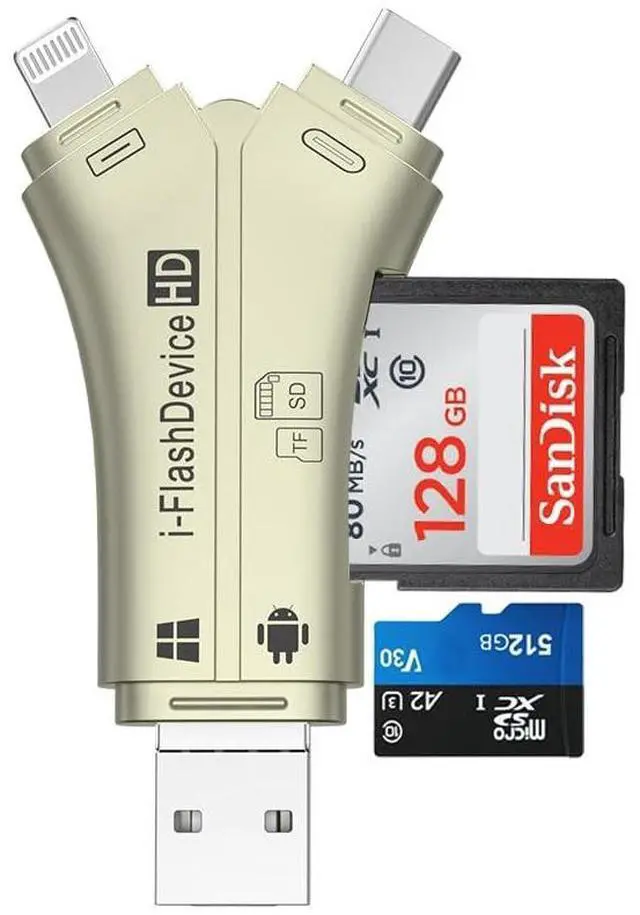 4in1 SD Card Reader for iPhone That Reads Both SD TF Memory ...