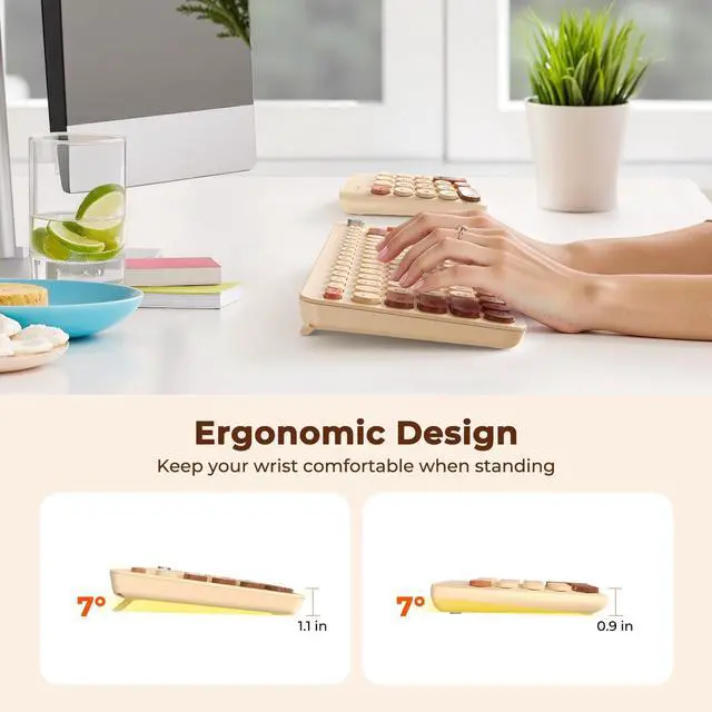 Meetion Gamer Bluetooth Computer Keyboards, Wireless Spilt Ergonomic ...