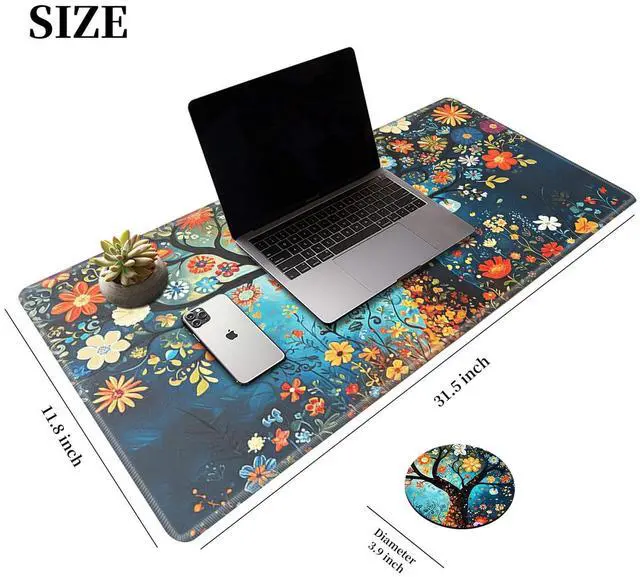 Large Gaming Mouse Pad, Magic Floral Tree Desk Pad, Big Extended ...