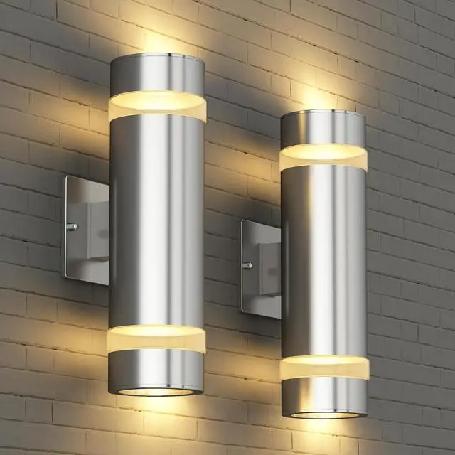 Outdoor Wall Light, Model#668SS Up & Down Glow, Cylindrical Wall Sconce ...