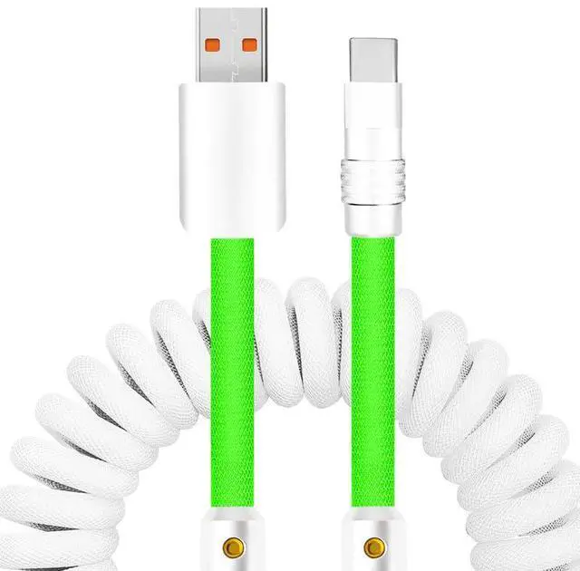 chubbycable Curly Chubby - 240W Coiled USB C Cable Spring Retractable ...