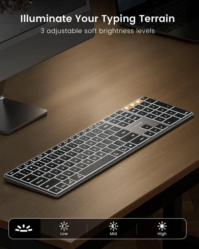 ProtoArc Backlit Wireless Keyboard for Mac, K110-A Aluminum Full Size ...