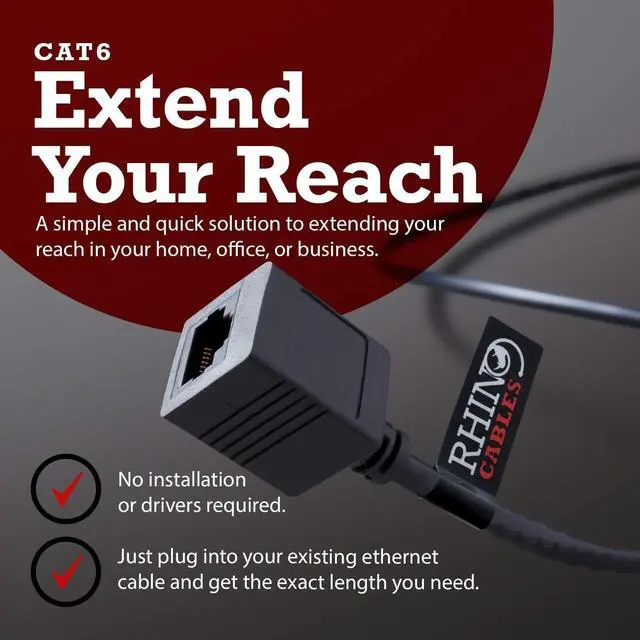 rhinocables CAT 6 Ethernet RJ45 Extension Cable CAT6 LAN Gigabit ...