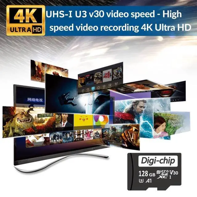 Digi-Chip 128GB Micro SD Memory Card for Tapo Cameras, Class 10 UHS-1 ...