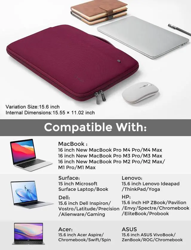 DOMISO 15.6 inch Laptop Case Sleeve Protective Cover Compatible with 16 ...