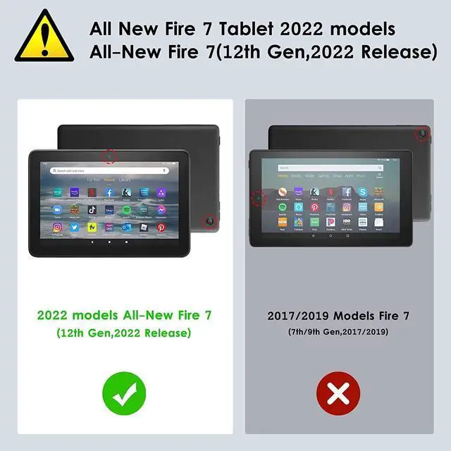 FQTBCEARI Case for All-New Kindle Fire 7 Tablet (7", 12th Generation ...