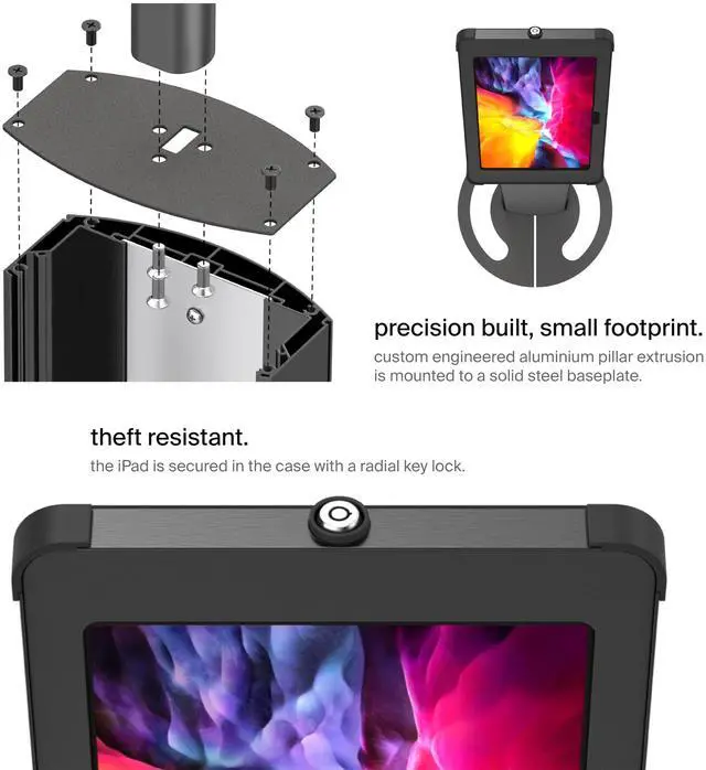 SPROCKET Premium Kiosk Stand T Print B10 - Most Advanced & Key-Locked Secure Tablet Floor Stand ...