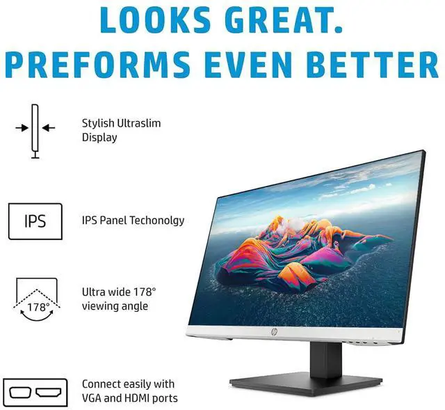 HP 24" FHD Gaming Office Monitor, 3-Side Borderless, 75Hz, AMD FreeSync ...