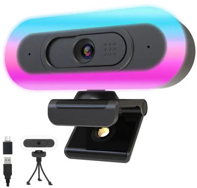 Hgarsin 2K Webcam for PC,Streaming Computer Camera with Fill RGB Lights ...