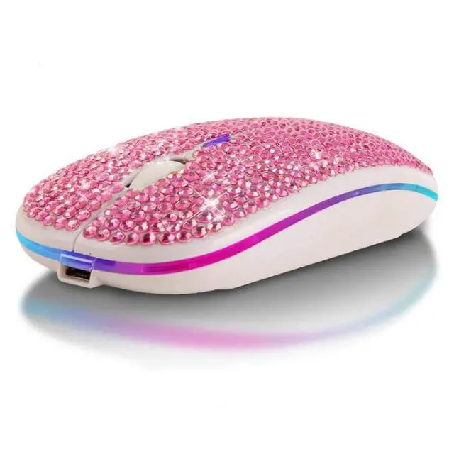 Attoe Bluetooth Mouse,Bling Dazzling 2.4GHz Rechargeable Wireless Mouse ...