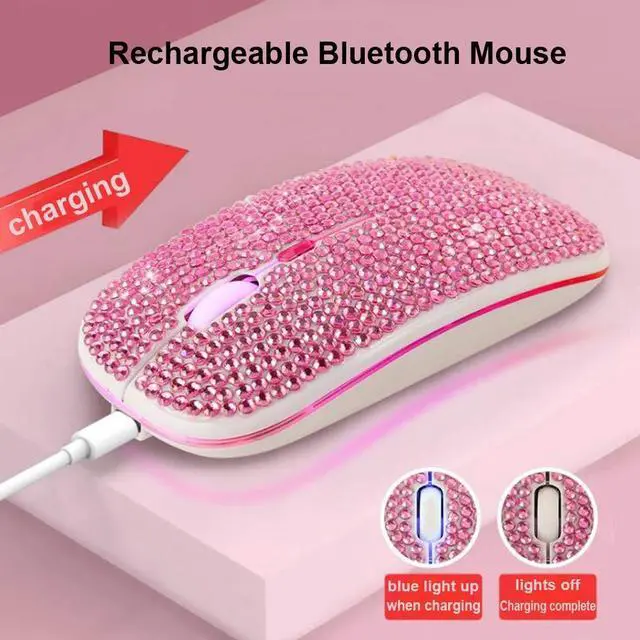 Attoe Bluetooth Mouse,Bling Dazzling 2.4GHz Rechargeable Wireless Mouse ...