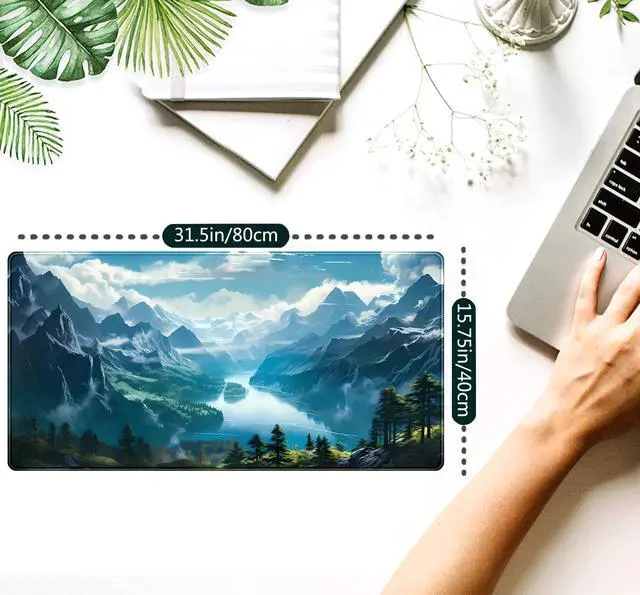 Aesthetic Mountain Vista Desk Mat, Blue Natural Wonder XXL Large ...