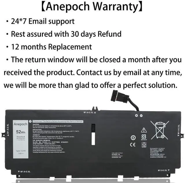 Anepoch 722KK Laptop Battery Replacement for Dell XPS 13 9300 (2020 ...