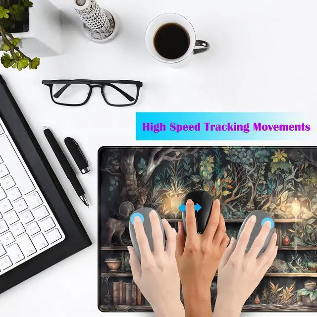 Forest Library Book Mouse Pad Desk Mat, Mystical Green Tree House XXL ...