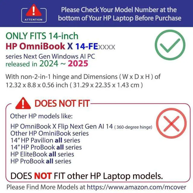 mCover Hard Case ONLY Compatible for 2024~2025 14" HP OmniBook X 14 ...