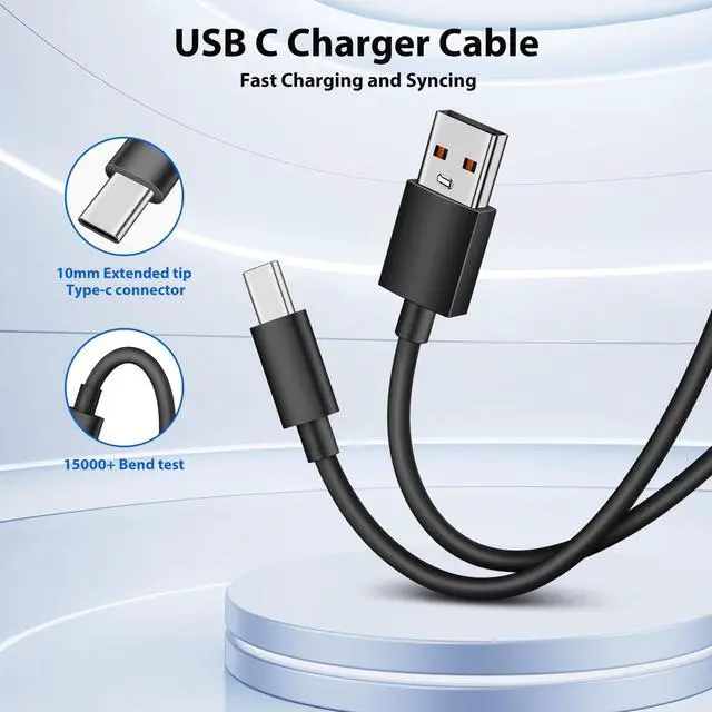 10mm Extended Tip USB to USB C Cable 6ft/3ft,Data Transfer Type C ...