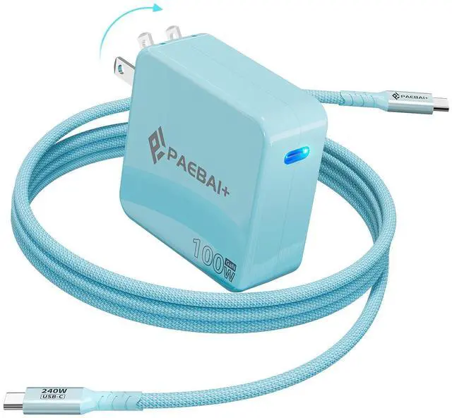 Mac Book Pro Charger PAEBAI+ 100W USB C Charger GaN Foldable Compact ...