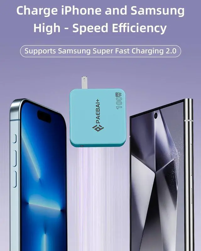 Mac Book Pro Charger PAEBAI+ 100W USB C Charger GaN Foldable Compact ...