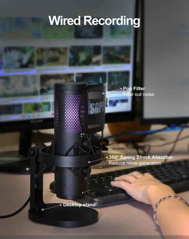 SGPRO Wireless USB Microphone for Streaming, Podcast, SG-CM25 Gaming ...