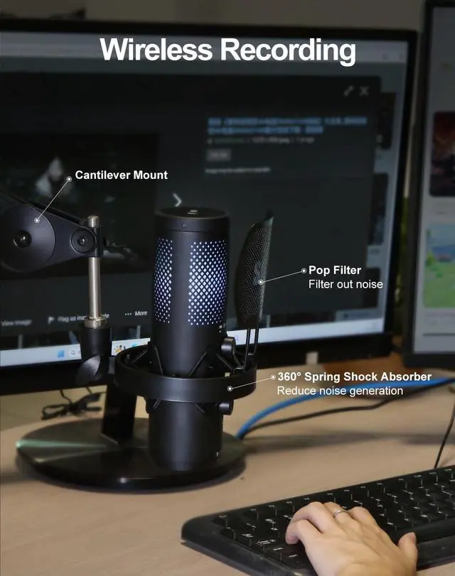 SGPRO Wireless USB Microphone for Streaming, Podcast, SG-CM25 Gaming ...